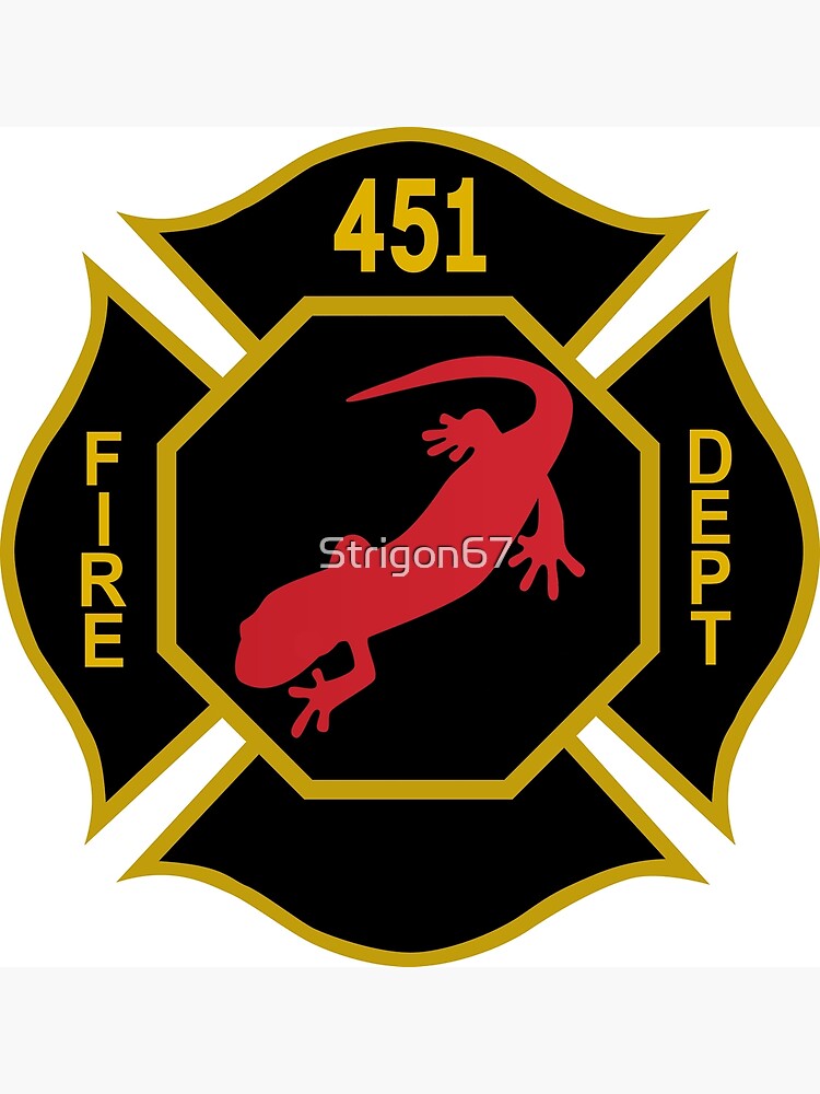 Lámina artística «Logotipo de bomberos - Fahrenheit 451 (negro, dorado ...