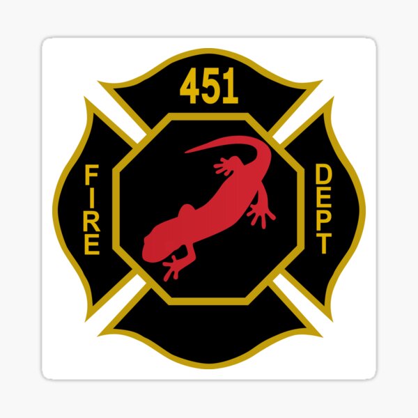 "Firemen Logo - Fahrenheit 451 (Black, Gold, and Red with White ...