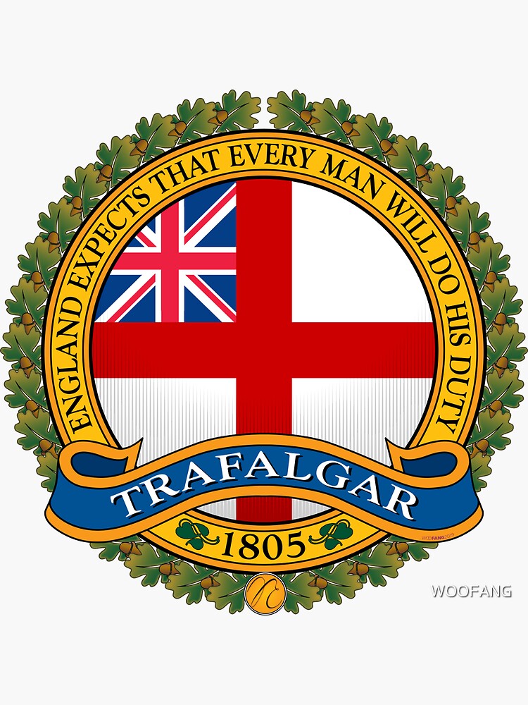"TRAFALGAR CREST" Sticker by WOOFANG | Redbubble