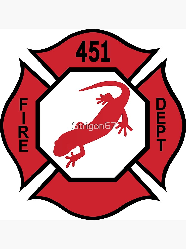 "Firemen Logo - Fahrenheit 451 (Black, Red, and White with White background)" Art Print for Sale ...