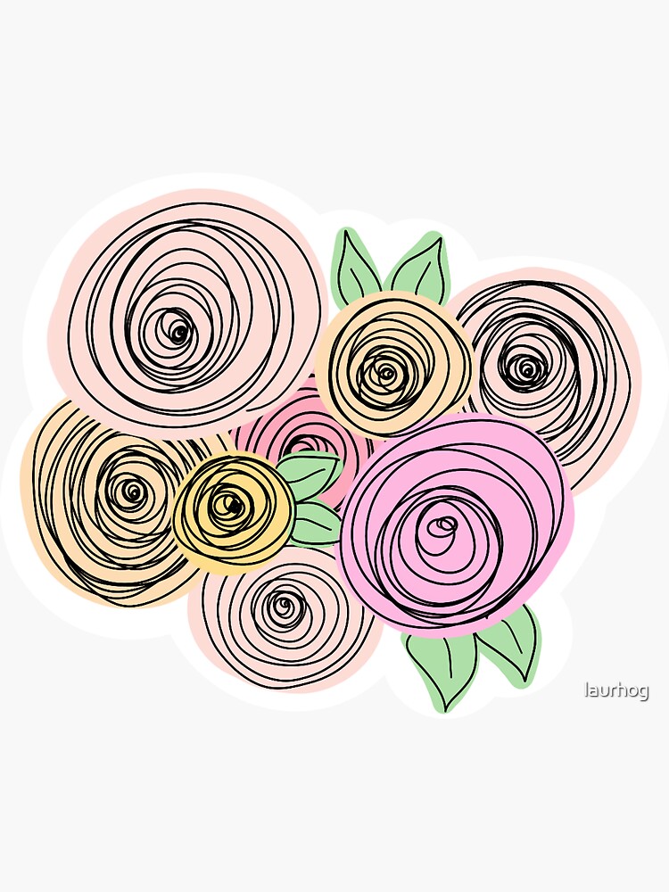 "abstract flowers doodle" Sticker by laurhog | Redbubble