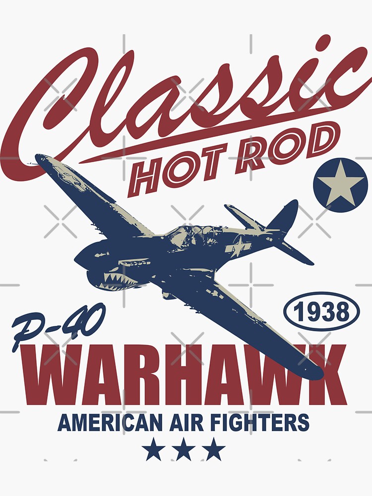 "P-40 Warhawk Classic Hot Rod" Sticker for Sale by StrongVlad | Redbubble