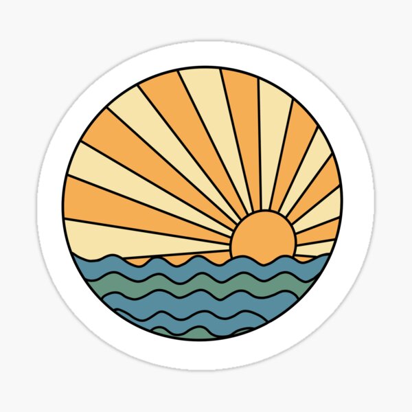 "retro sunset circle" Sticker by laurhog | Redbubble