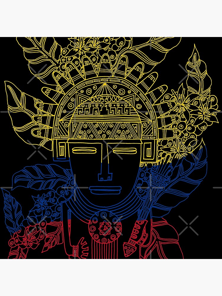 "MUISCA CHIBCHA COLOMBIA COFFEE PLANT NATIONAL FLAG - linework" Floor ...