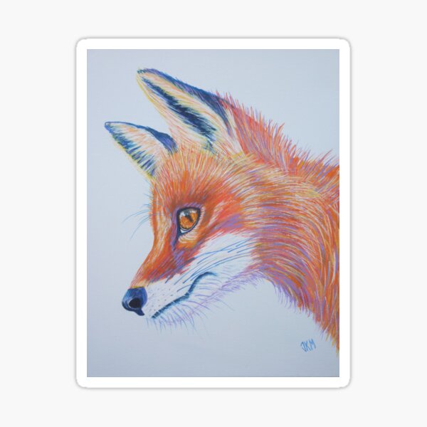 "Alert red fox head" Sticker by JulieMatthews21 | Redbubble