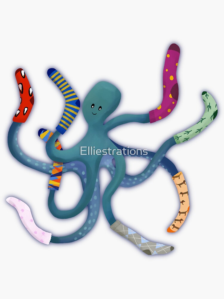 "Socktopus" Sticker for Sale by Elliestrations | Redbubble