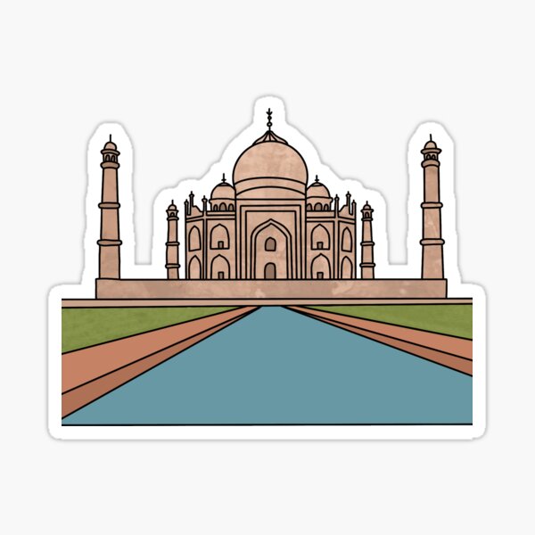 "Taj Mahal in India: 7 Wonders of the World Travel Illustrations ...