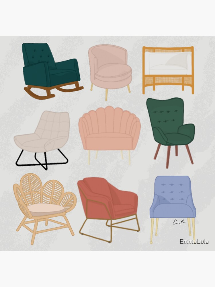 "Chairs You'll Love - Unique and Colorful Accent Chairs" Sticker for ...