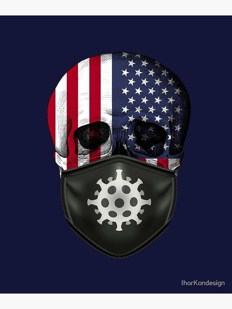 "Skull With Face Mask USA Flag Color Protection Corona Gift " Poster by ...