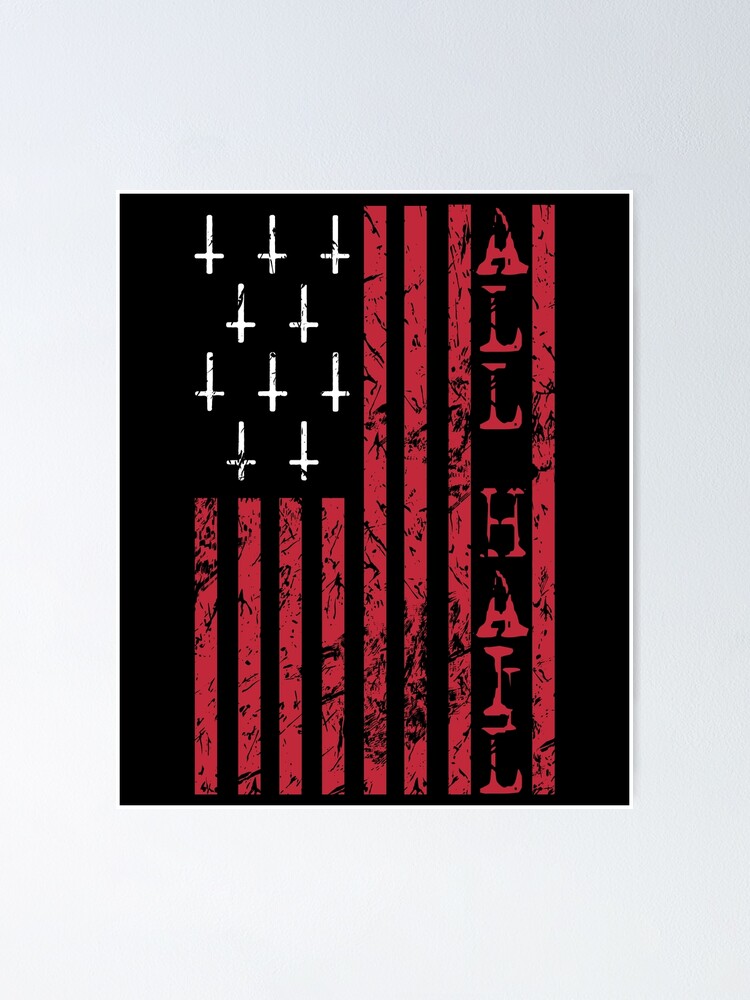 "Upside Down Cross All Hail Satan Flag" Poster by pa2rok | Redbubble