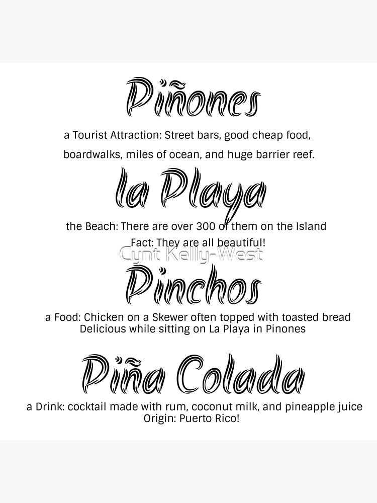 Póster «Pinones Playa Pinchos Piña Colada - Blanco sobre Negro» de ...