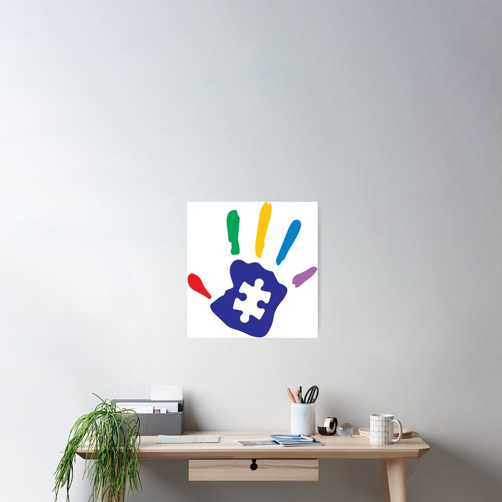 "Colorful Autism Hand" Poster for Sale by lolotees | Redbubble
