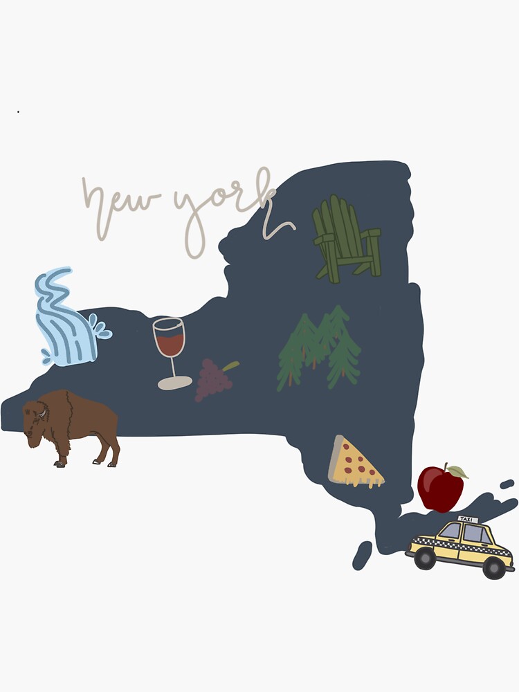 "New York State Sticker" Sticker for Sale by grace-jicha | Redbubble