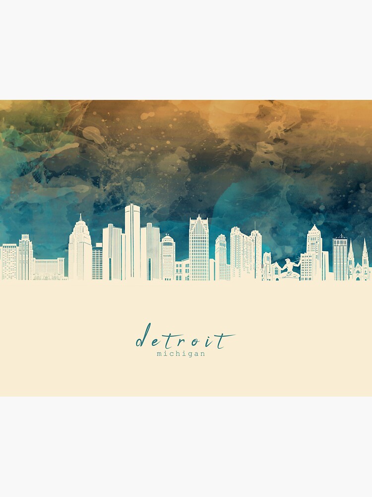 "detroit skyline" Sticker for Sale by BekimART2 | Redbubble