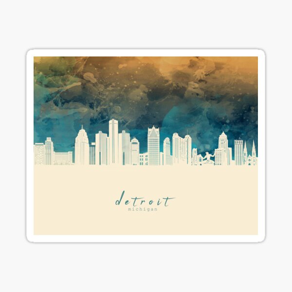 "detroit skyline" Sticker for Sale by BekimART2 | Redbubble