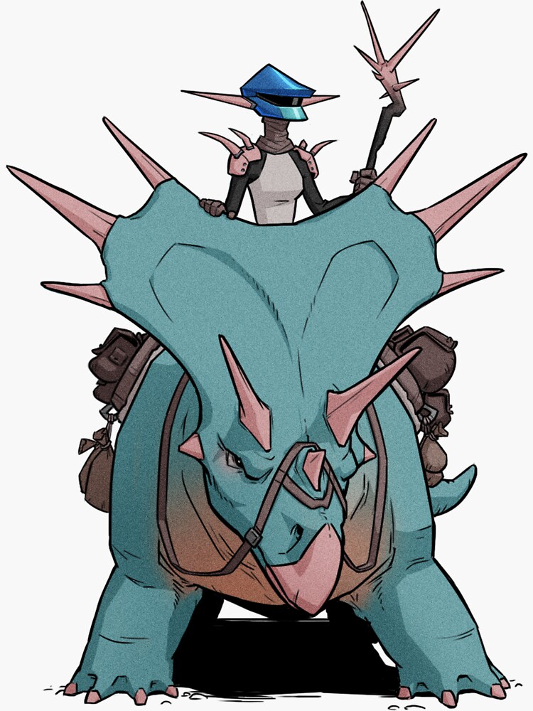 "Triceratops Rider" Sticker by thehatshop | Redbubble