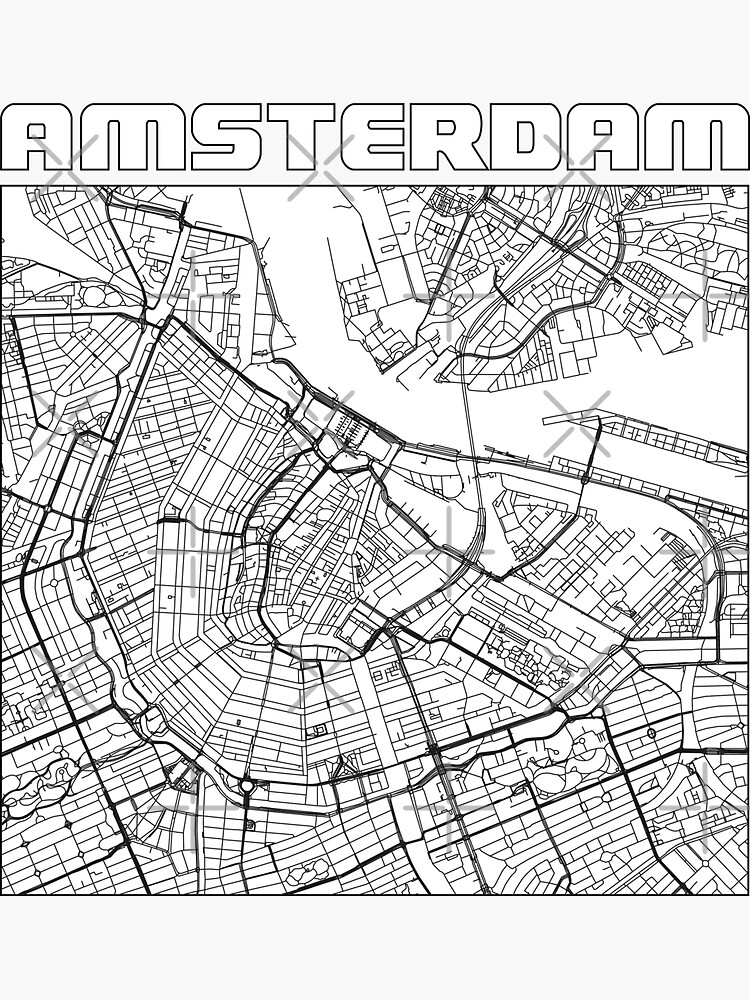 "Amsterdam Road Map Art" Sticker for Sale by ThisTravelLife | Redbubble