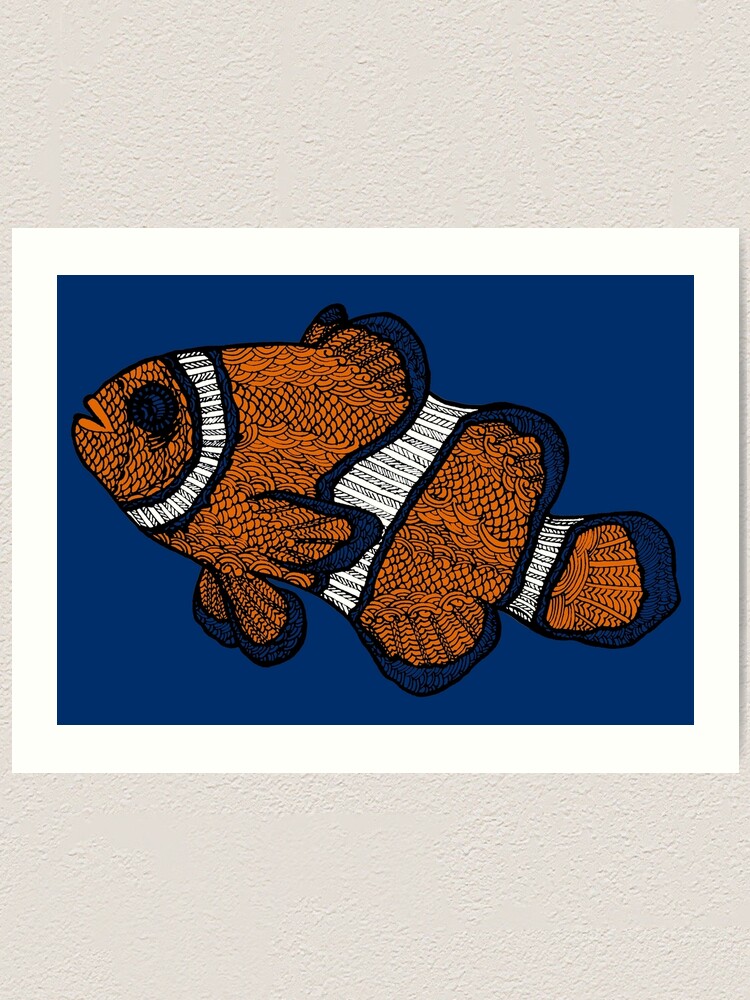 "Coloured Clownfish Line Drawing" Art Print by becSamways | Redbubble