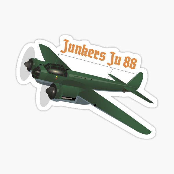 "Junkers Ju 88 German WW2 Airplane" Sticker for Sale by NorseTech ...