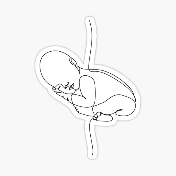 Pegatina «Recién nacido una línea de arte. Dibujo lineal bebé. Bebe ...