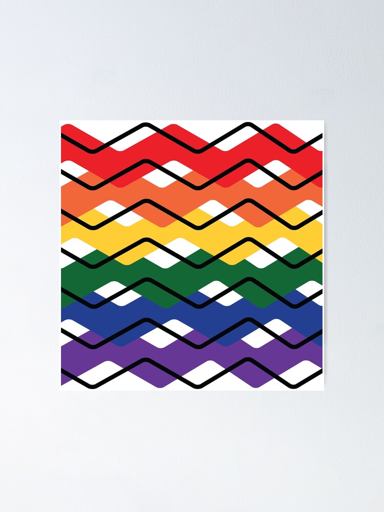 "LGBT Rainbow Waves Flat Design Black White" Poster by ioabann | Redbubble