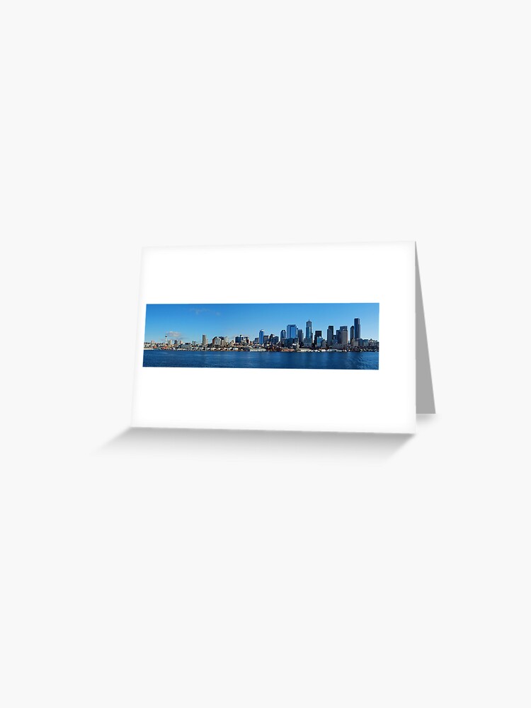 "Seattle, Washington Skyline from Puget Sound" Greeting Card for Sale ...