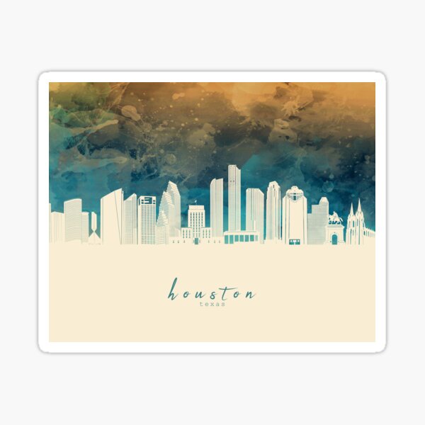 "houston skyline" Sticker for Sale by BekimART2 | Redbubble