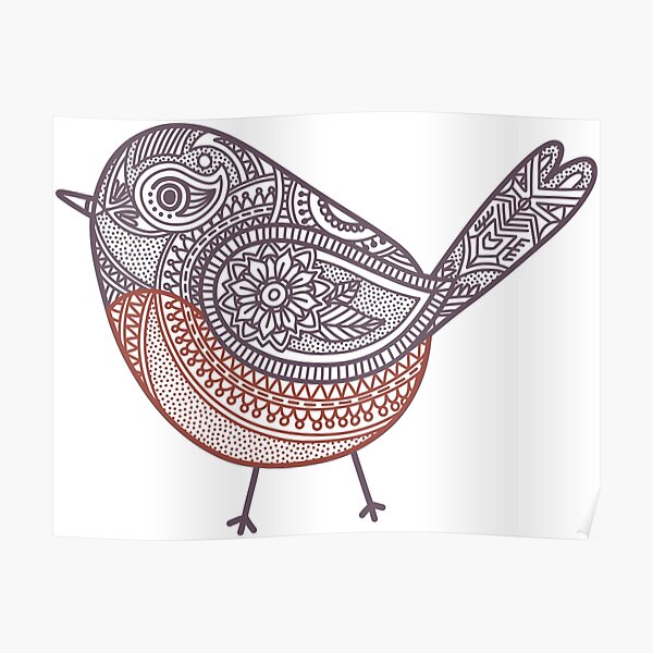"American Robin Zentangle" Poster for Sale by freckled-robin | Redbubble