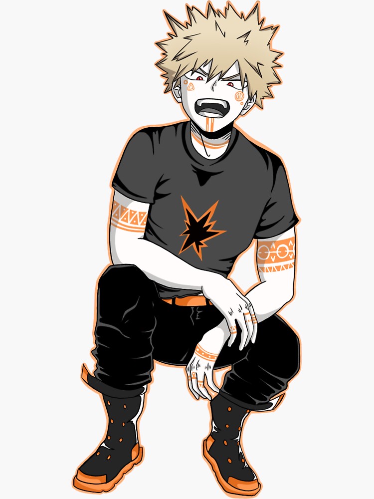 "Bakugo w/ outline" Sticker for Sale by MetallicWater | Redbubble