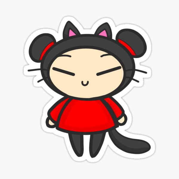 "Black Cat Pucca" Sticker for Sale by aishiiart | Redbubble