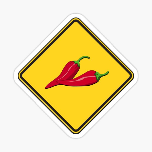 "Warning Red Hot Chili Pepper" Sticker by GreatDesign79 | Redbubble