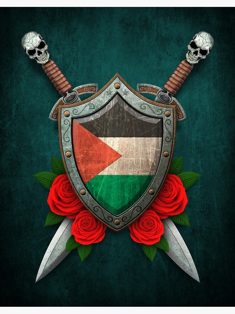 "Palestinian Flag on a Worn Shield and Crossed Swords" Poster for Sale ...