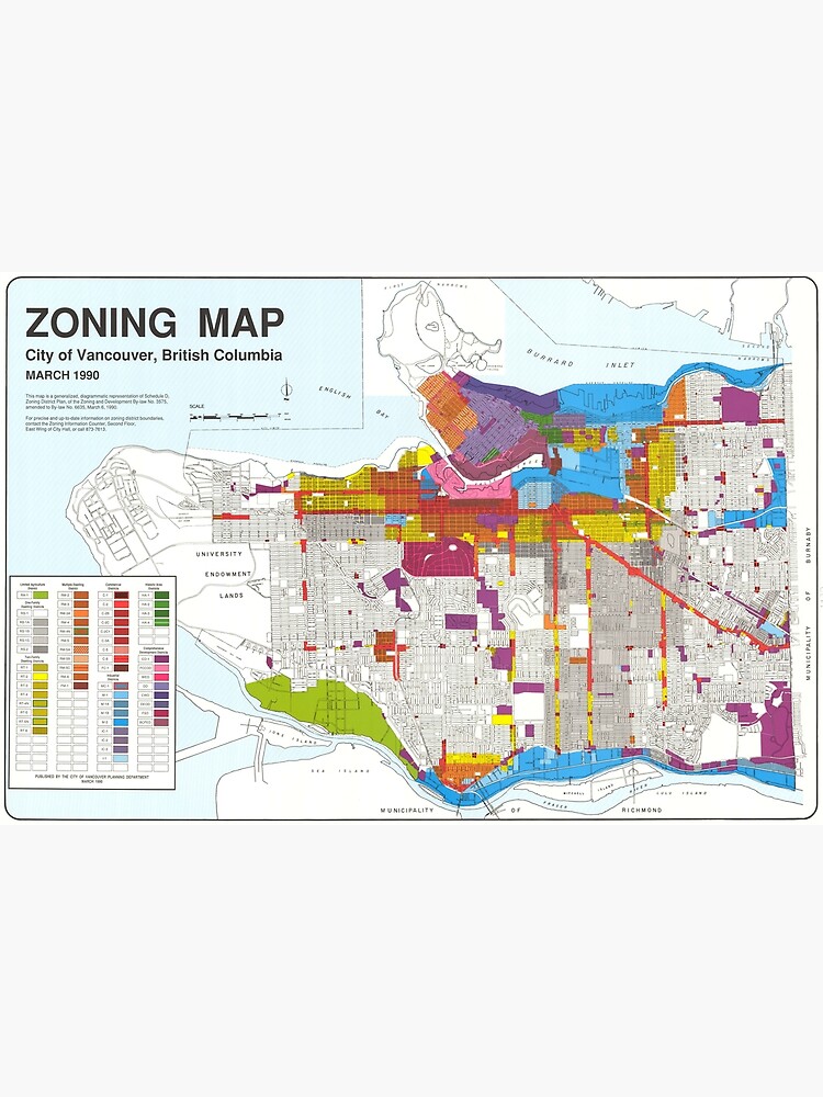 Póster «Mapa de zonificación de Vancouver, 1990» de FOVCA | Redbubble