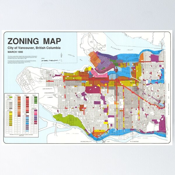 "Vancouver Zoning Map, 1990" Poster for Sale by FOVCA | Redbubble