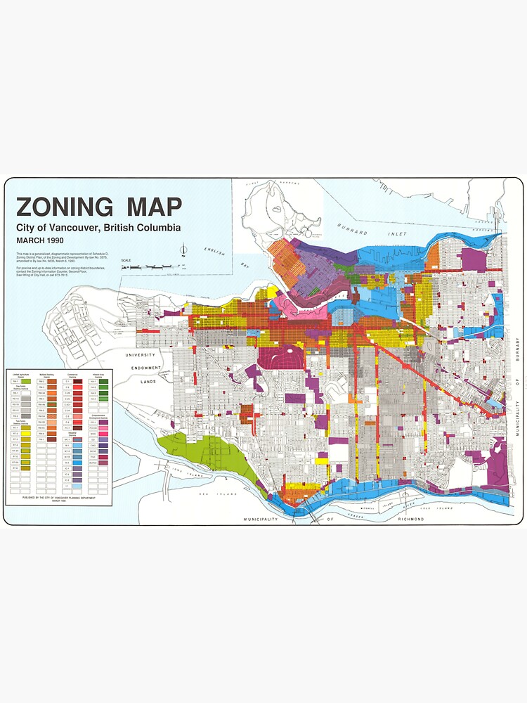 "Vancouver Zoning Map, 1990" Sticker for Sale by FOVCA | Redbubble