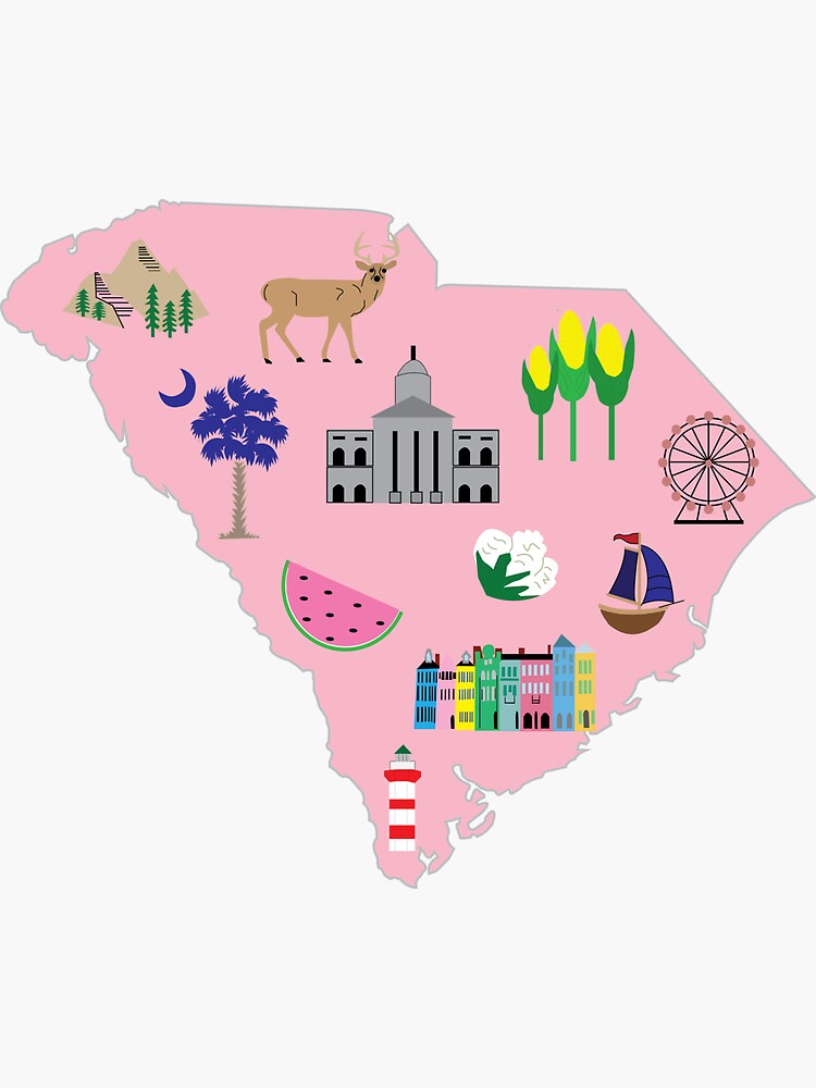"Pink South Carolina Sticker " Sticker for Sale by ellm | Redbubble