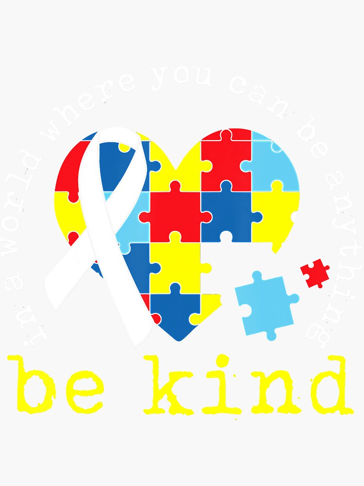 "Heart Puzzle Pieces Ribbon Autism Awareness Autistic Child" Sticker by ...