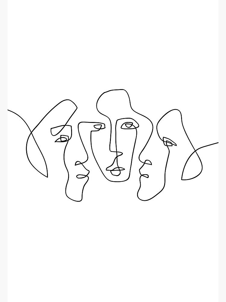 "3 Faces - One Line Art" Poster for Sale by TheRedFinch | Redbubble