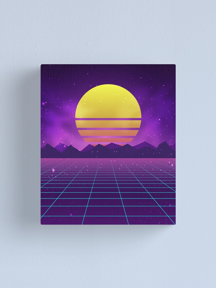 "Sunset Grid Lines Vaporwave Aesthetics" Canvas Print by MaiZephyr ...