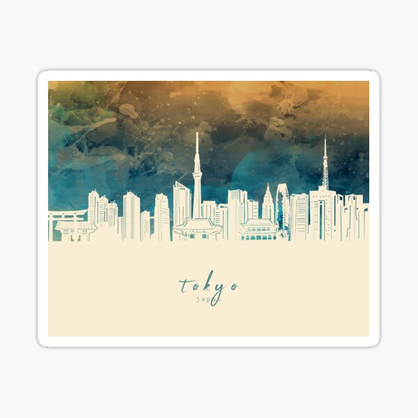 "tokyo skyline" Sticker by BekimART2 | Redbubble