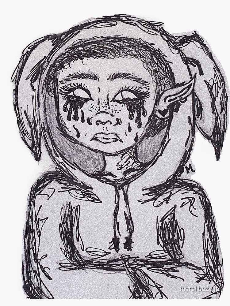 "SAD BUNNY" Sticker by blackbirdstuff | Redbubble