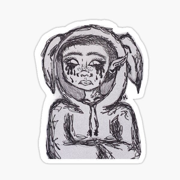 "SAD BUNNY" Sticker by blackbirdstuff | Redbubble