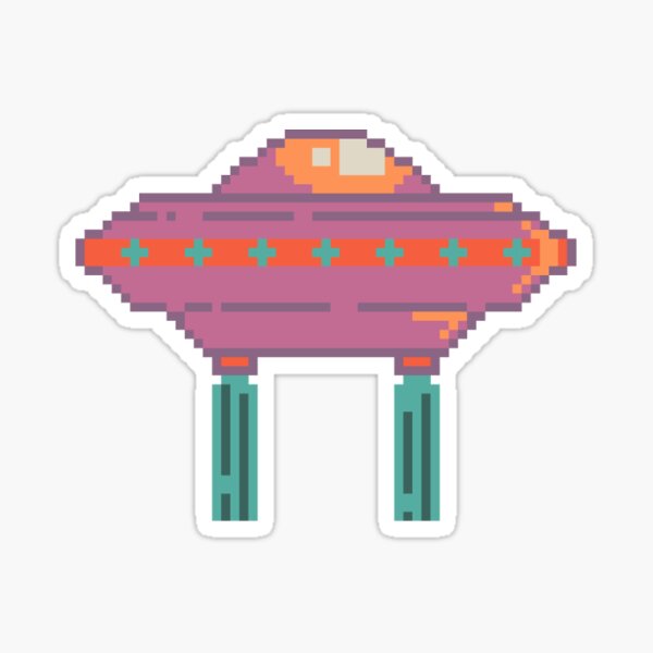 "retro pixel 8-bit ufo" Sticker for Sale by finniel | Redbubble