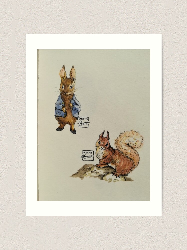 "Peter Rabbit and Squirrel Nutkin illustration" Art Print by ELowman235 ...