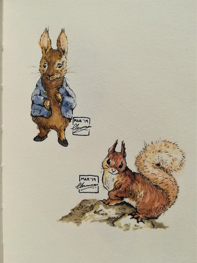 "Peter Rabbit and Squirrel Nutkin illustration" Art Print by ELowman235 ...
