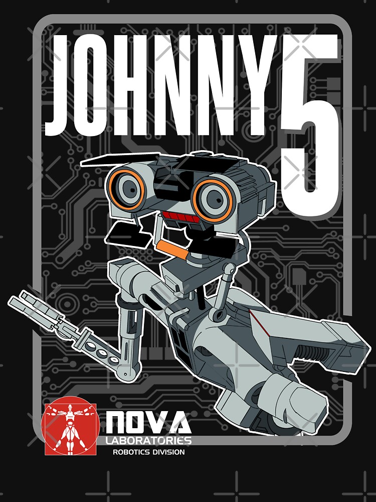 "Nova Laboratories Johnny Five" T-shirt for Sale by McPod | Redbubble ...