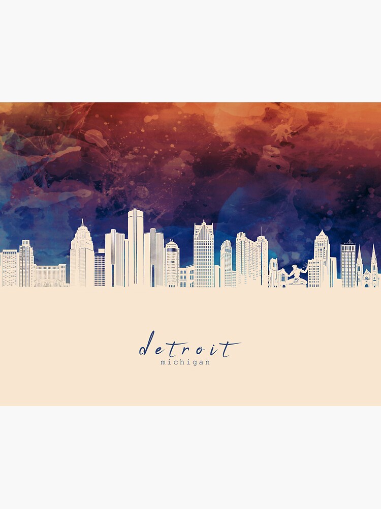 "detroit skyline" Sticker for Sale by BekimART2 | Redbubble