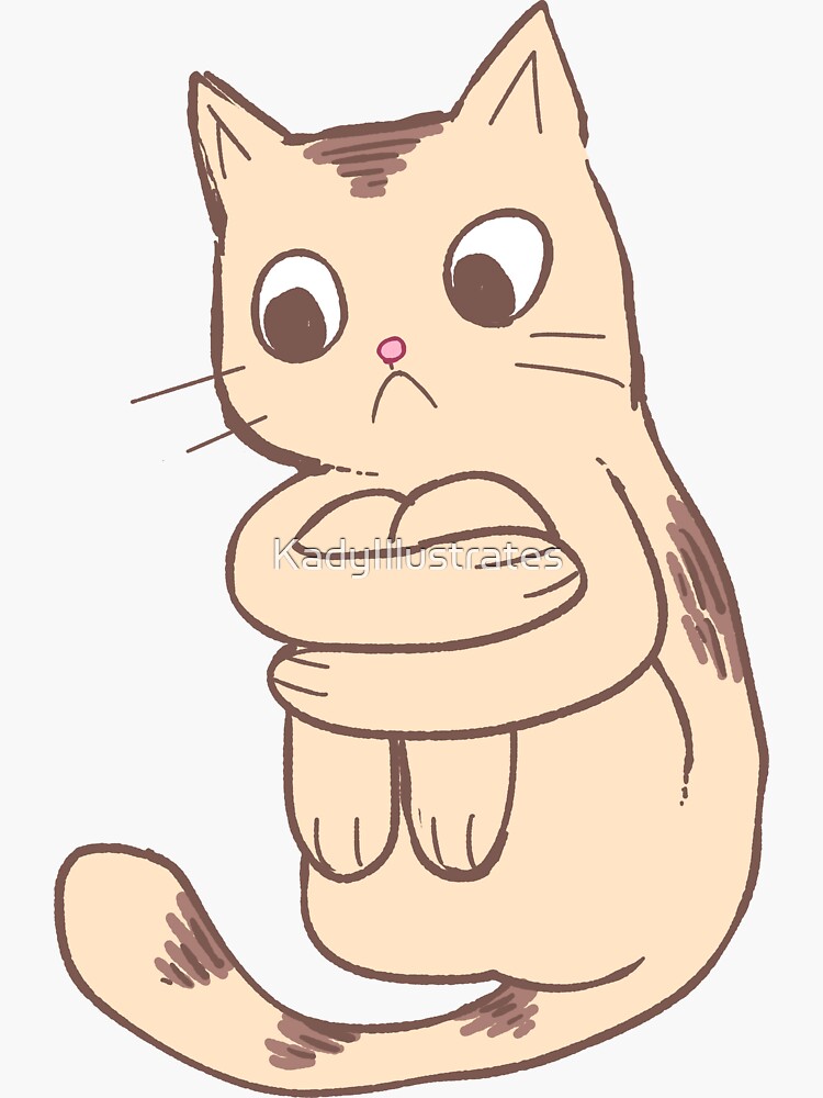 "Anxious Cat" Sticker by KadyIllustrates | Redbubble