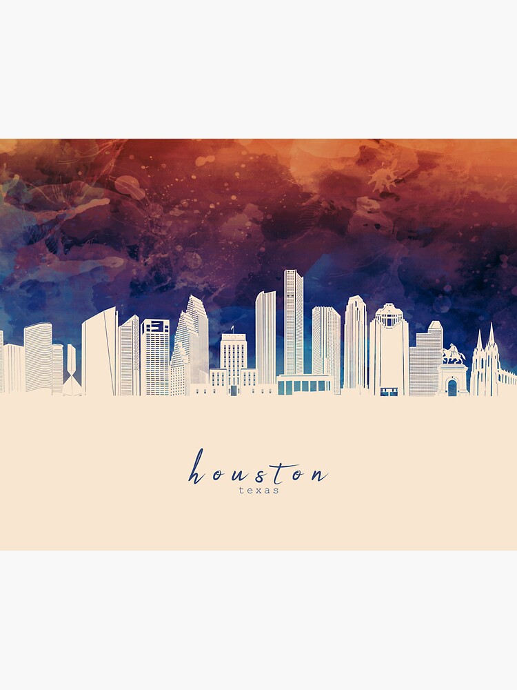 "houston skyline" Sticker for Sale by BekimART2 | Redbubble