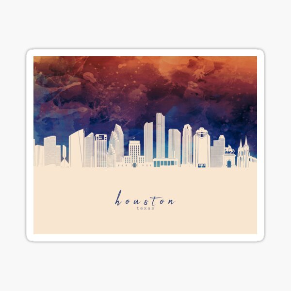 "houston skyline" Sticker for Sale by BekimART2 | Redbubble